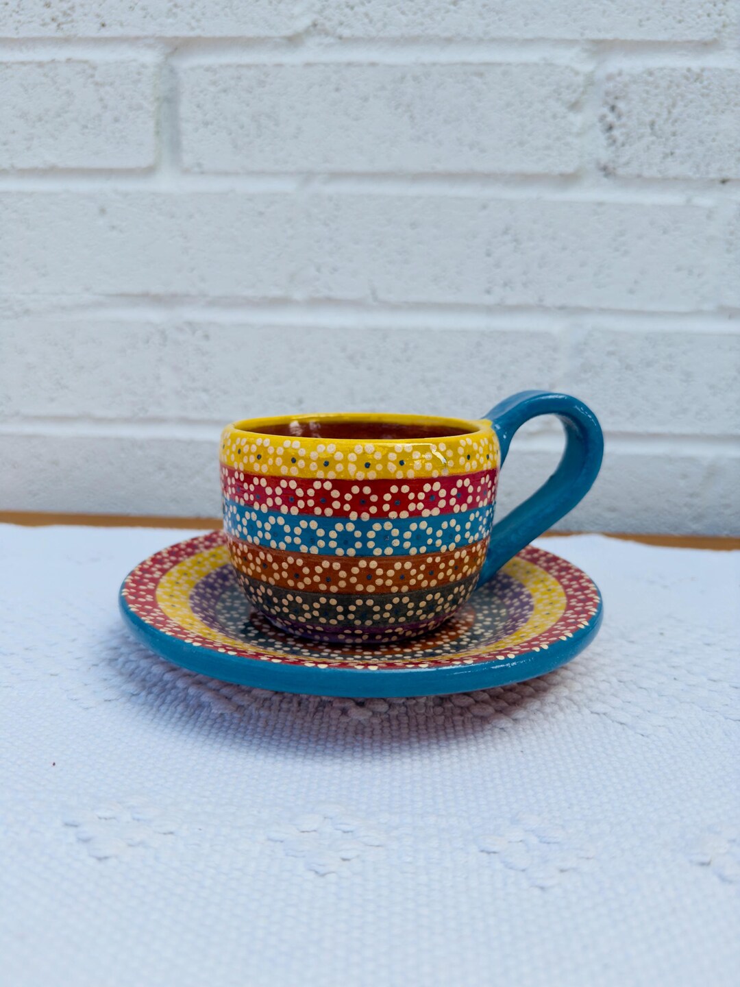 Capula Mexican Clay Mug and Saucer, Michoacan Pottery Mug and Saucer - Etsy