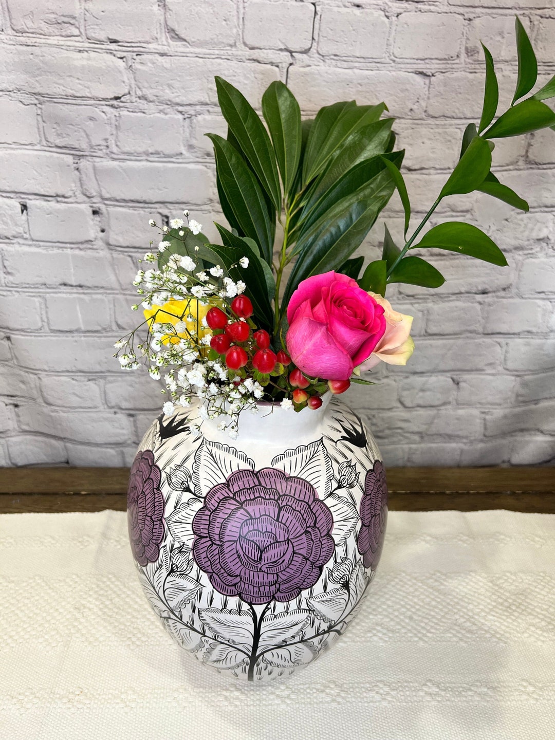 Michoacan Mexican Clay Vase, Mexican Handpainted Pottery Vase - Etsy