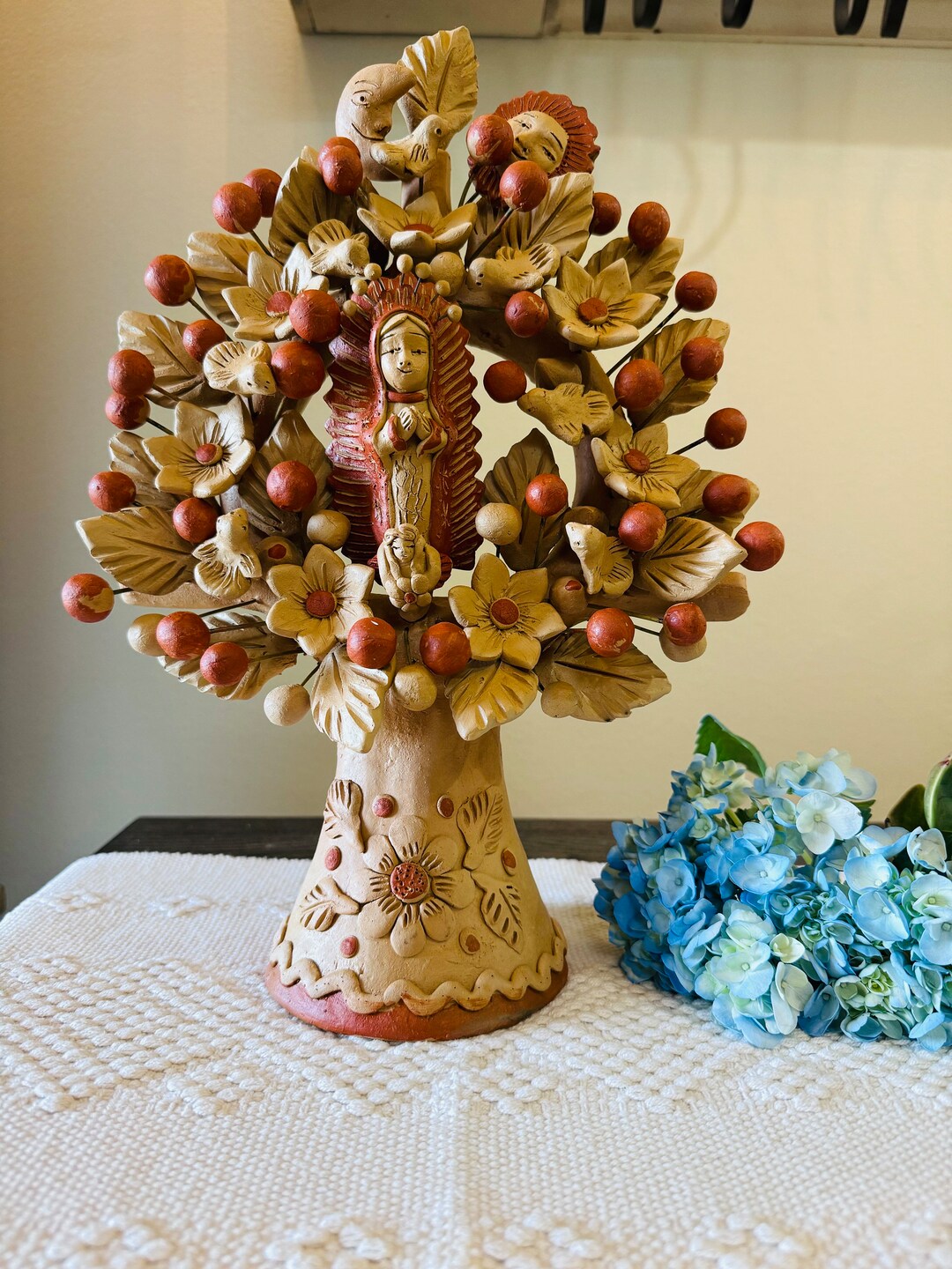 Oaxaca Pottery Tree of Life, Embroidered Mexican Clay Tree of Life - Etsy