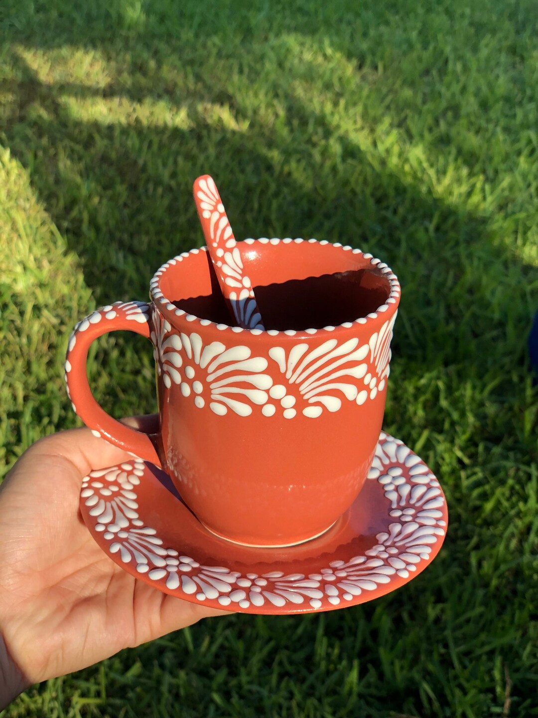 Talavera Style Mug and Saucer, Cielito Lindo Mug and Saucer - Etsy