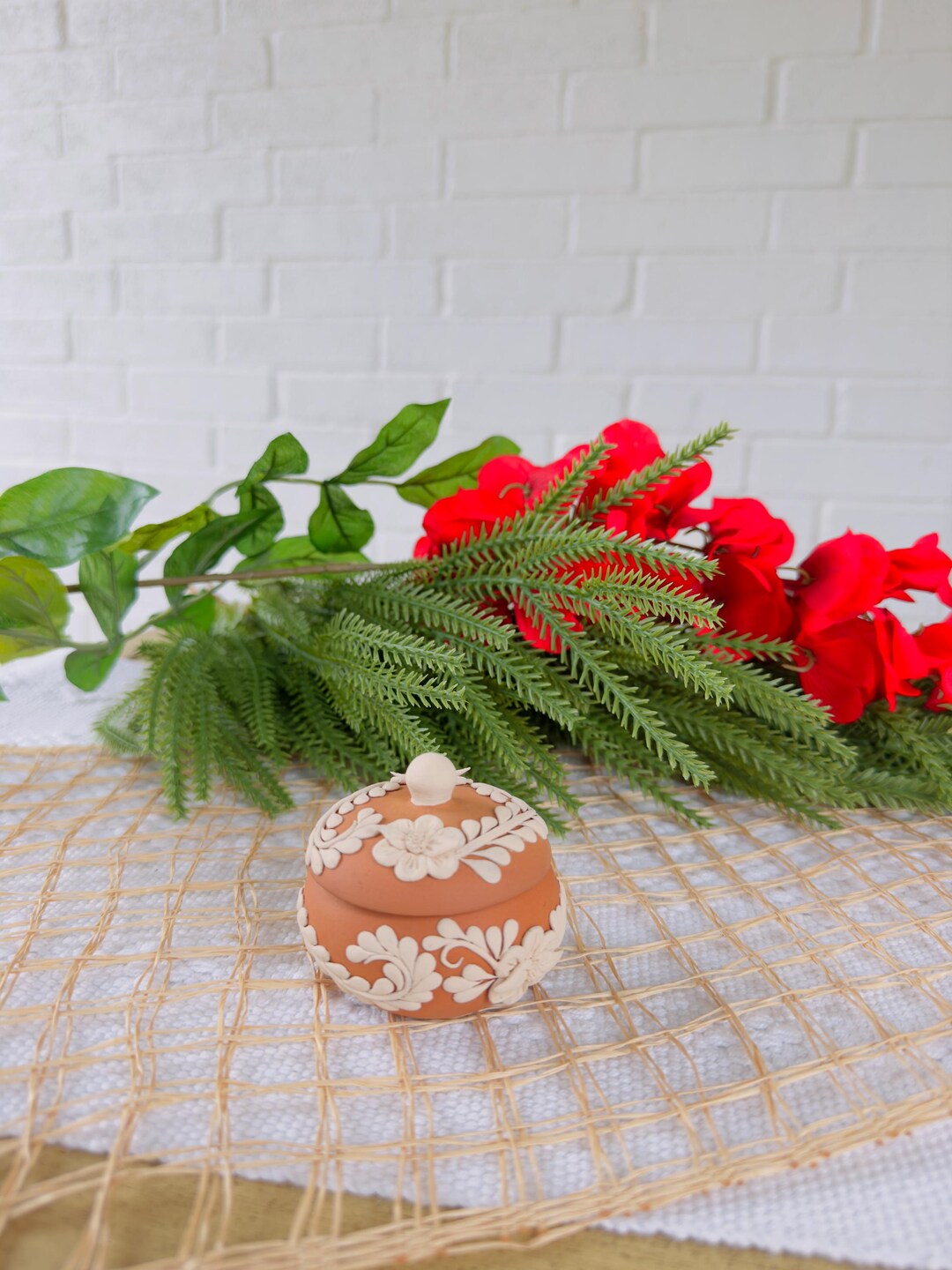 Embroidered Mexican Clay Jewerly Box, Filigrana Clay Jewerly Keeper - Etsy