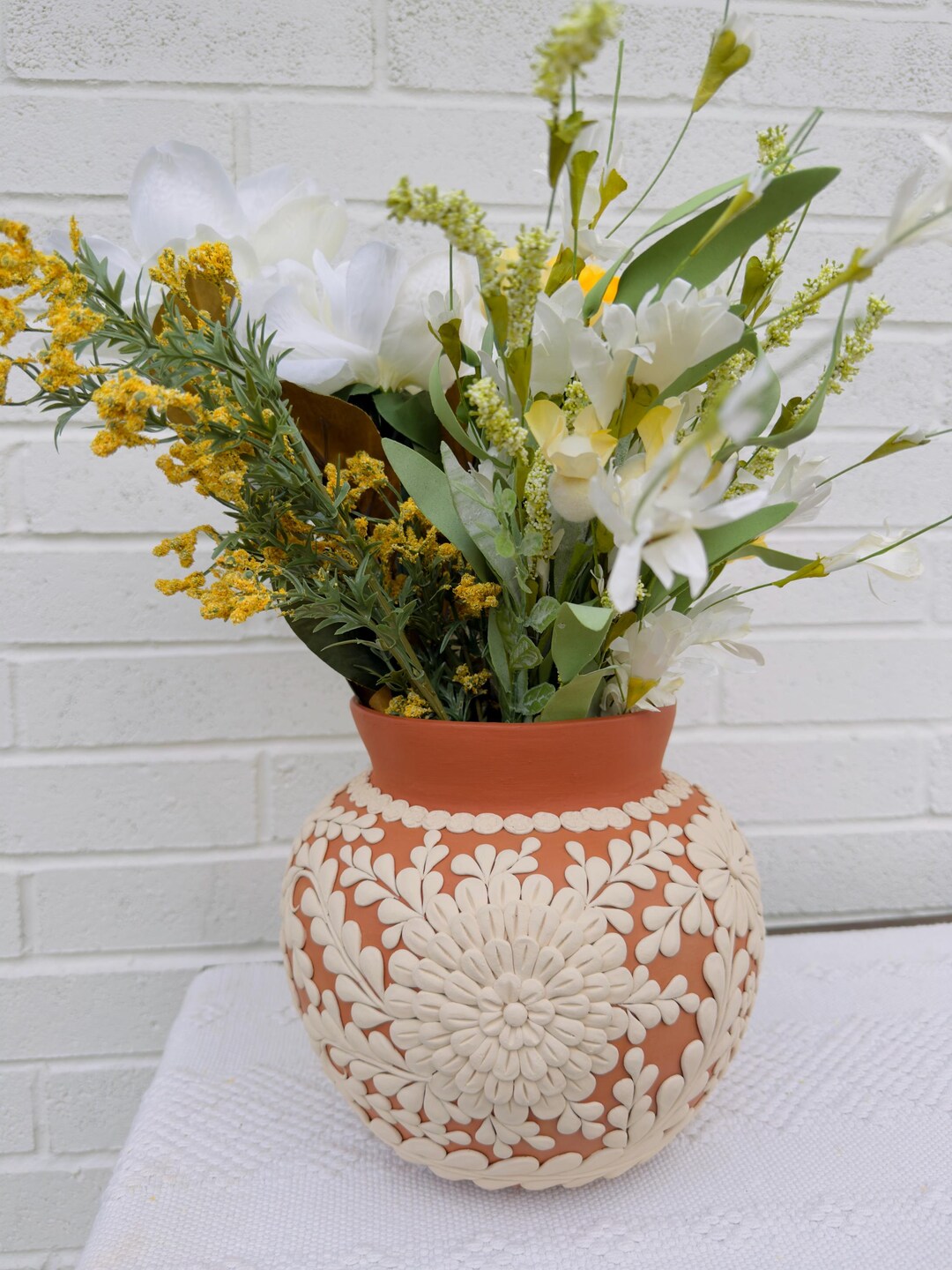 Barro Bordado Vase From Michoacan, Filigrana Barro Vase - Etsy