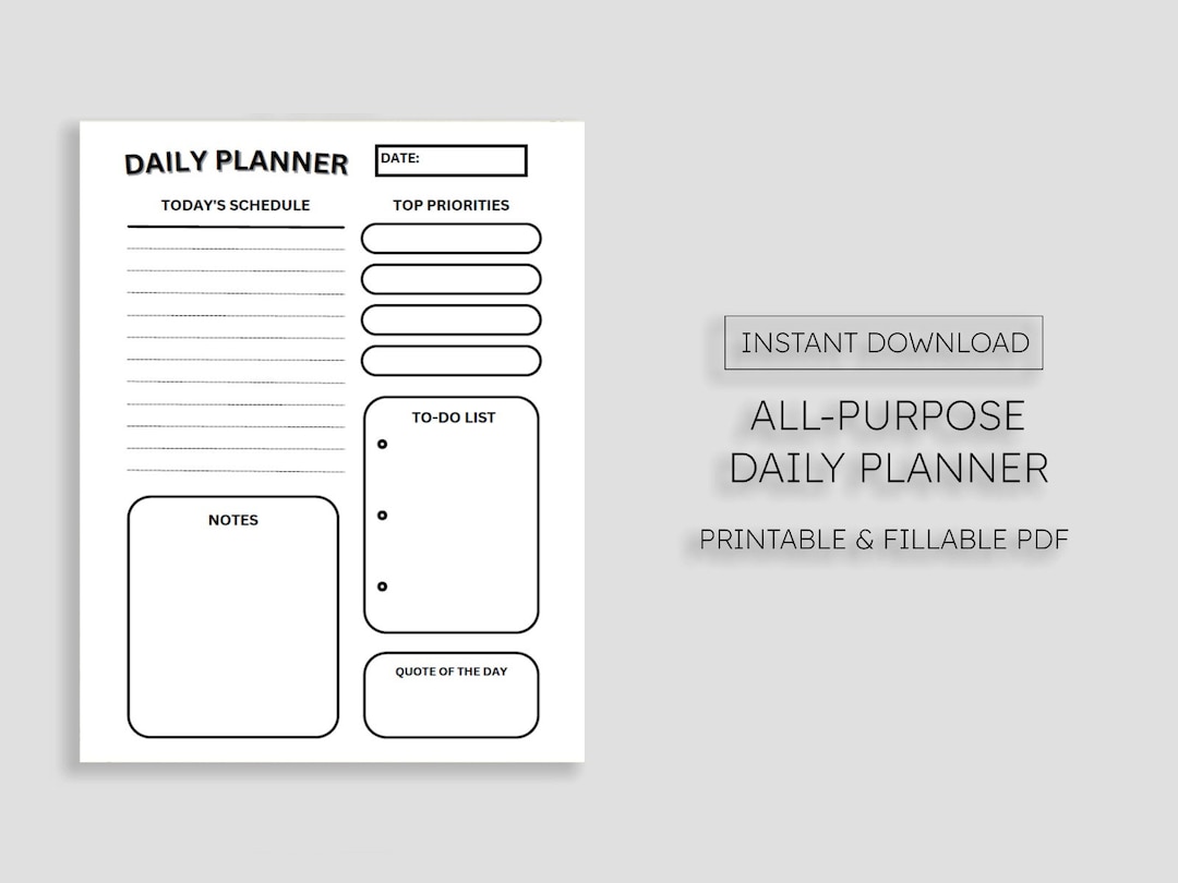 Daily Schedule Planner Daily Schedule Template Day Schedule Printable ...
