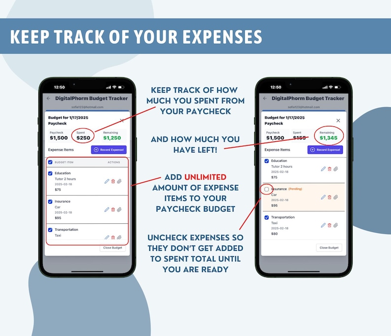 Phone App Budget Planner Printable Budget-by-paycheck Spending Tracker ...