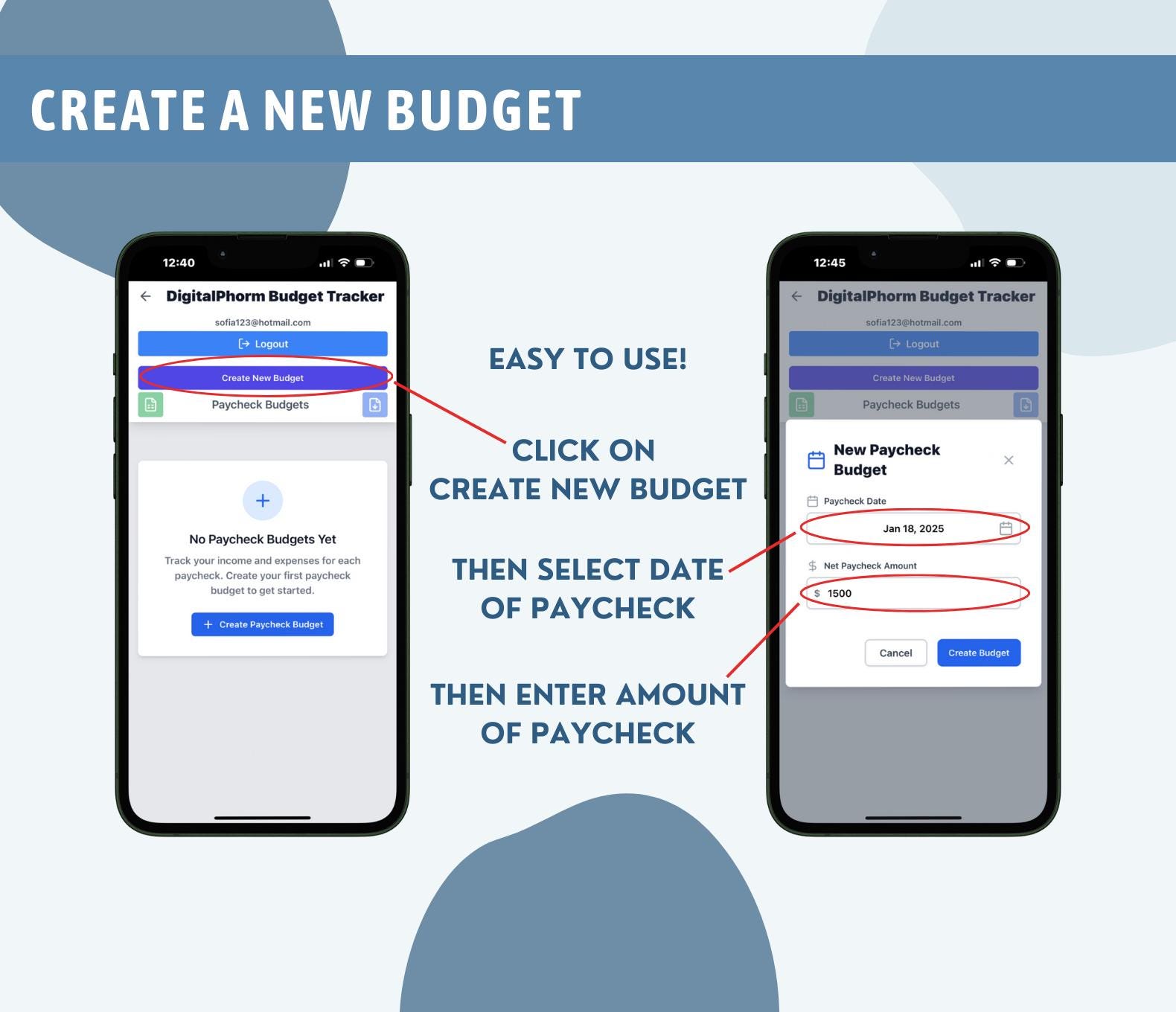 Phone App Budget Planner Printable Budget-by-paycheck Spending Tracker ...