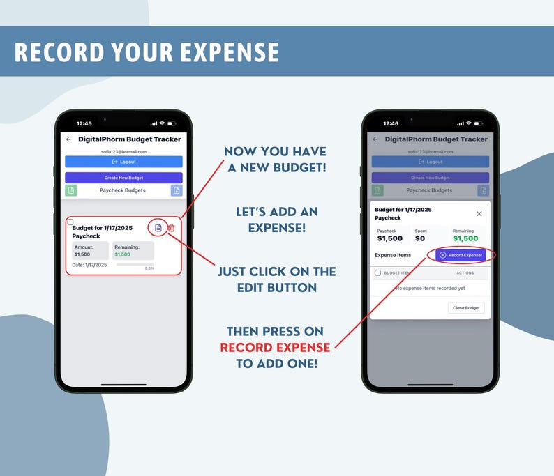 Phone App Budget Planner Printable Budget-by-paycheck Spending Tracker ...
