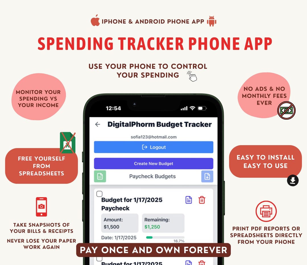 Spending Tracker on the Go Printable Mobile Budget Planner Control Your ...