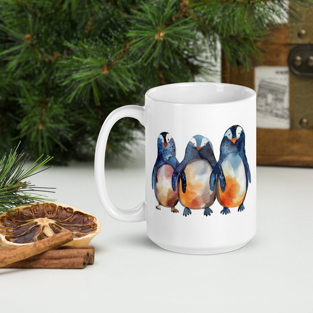 Cute Penguin Coffee Mug Watercolor Penguin Art Mug Perfect Gift for ...