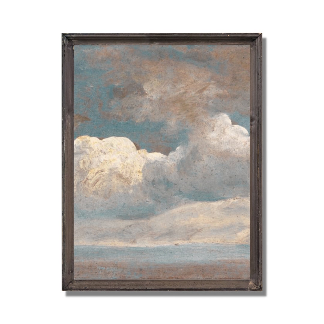 Cloudscape Oil Painting, Vintage Cloud Painting, Printable Wall Art - Etsy