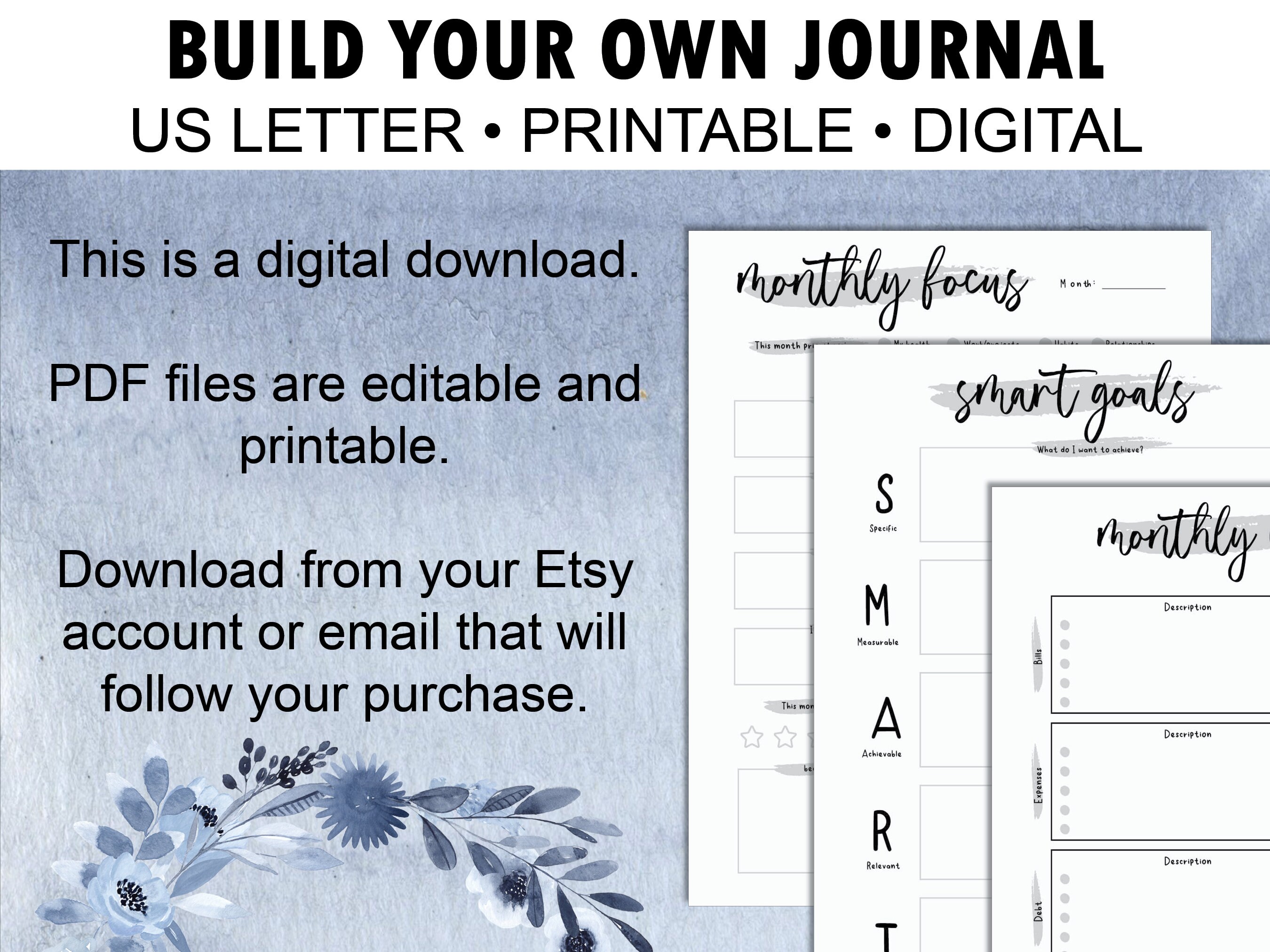 Build Your Own Journal Printable Bucket Journal Tracker Planner Digital ...
