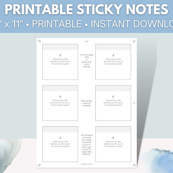 Sticky Note Template - Etsy