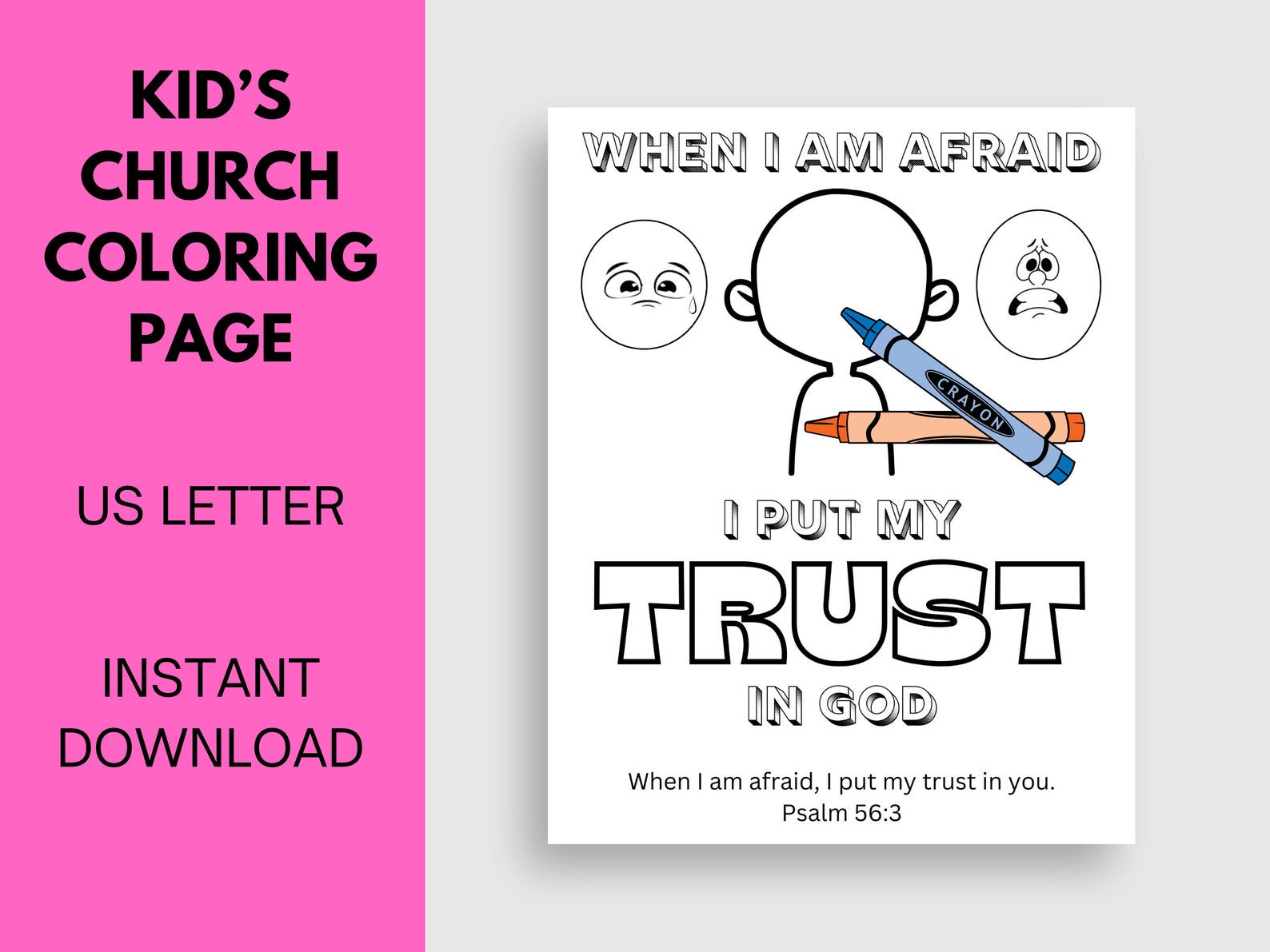 Kids Bible Verse Coloring Page – Psalm 56:3 – Trust in God – Printable ...
