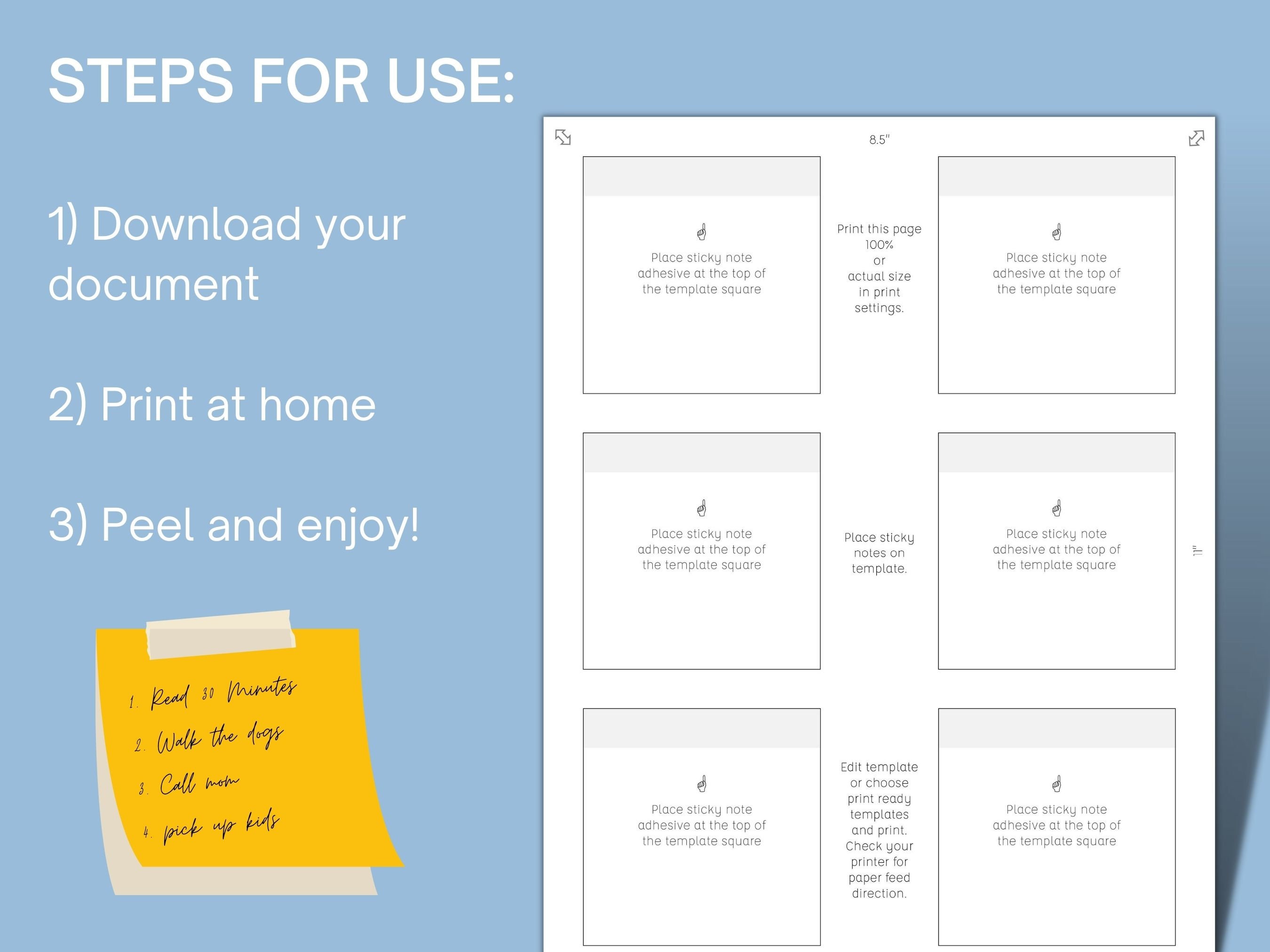 Printable Sticky Notes | Editable Notes | Planner Accessories - Etsy