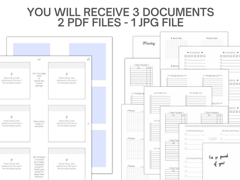 Printable Sticky Notes | Editable Notes | Planner Accessories - Etsy