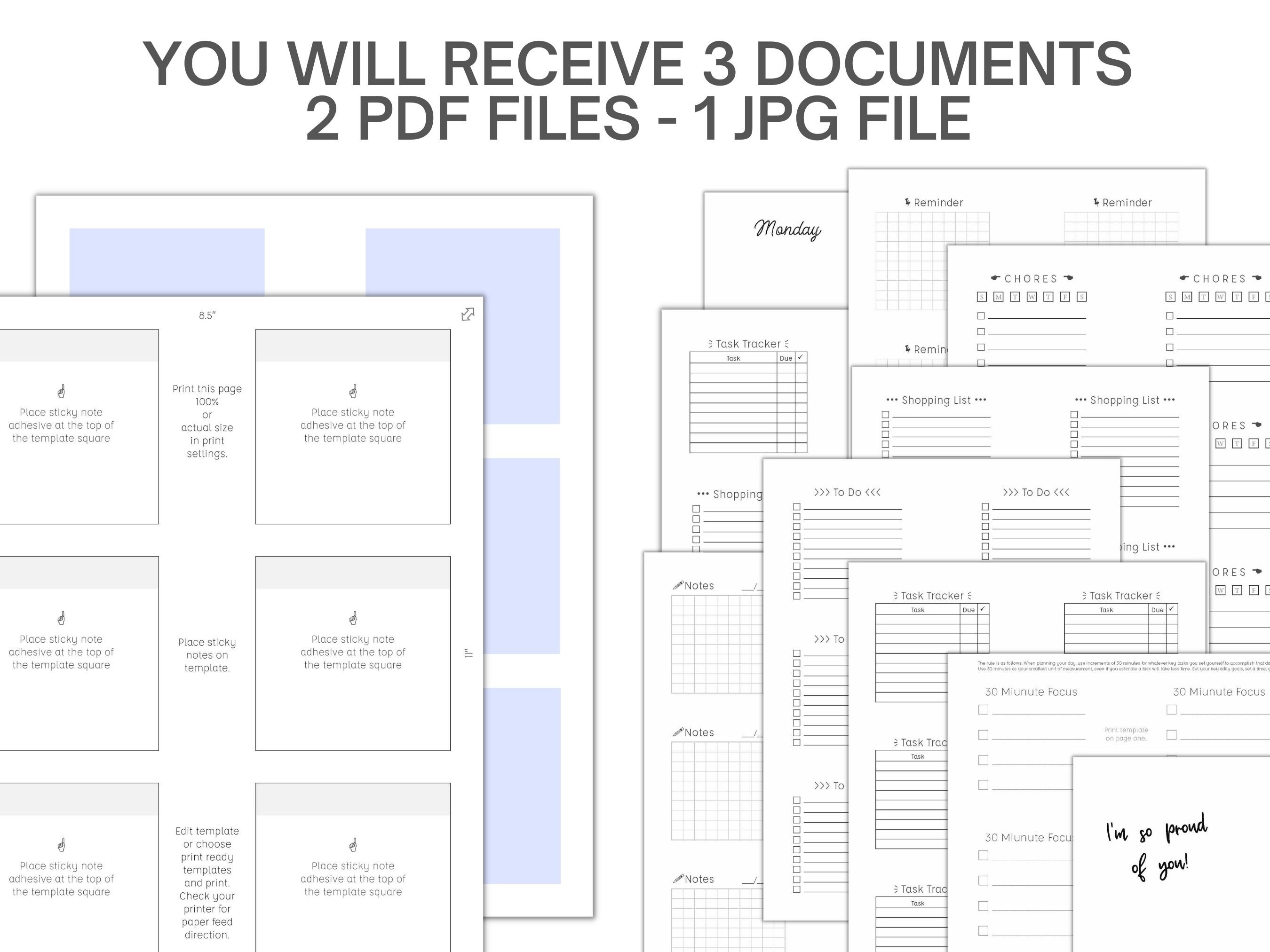 Printable Sticky Notes | Editable Notes | Planner Accessories - Etsy