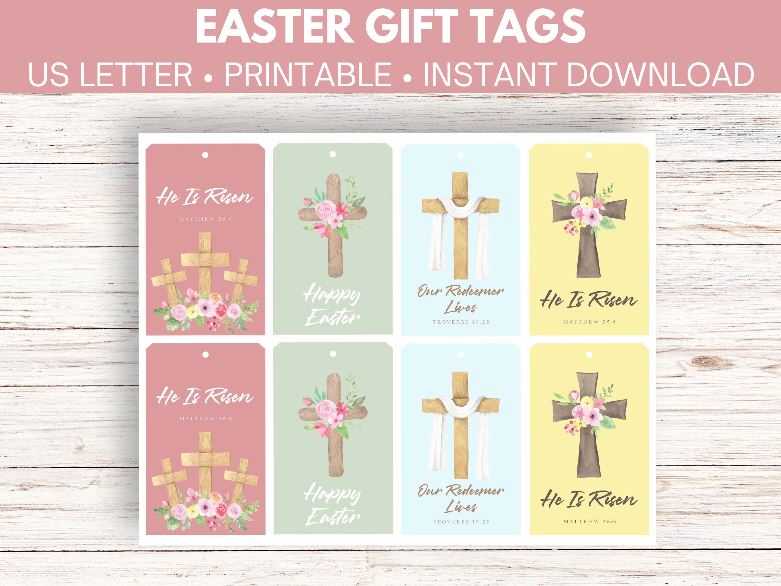 Easter Cross Tag | Printable Easter Tags | Easter Gift Tags | Christian ...