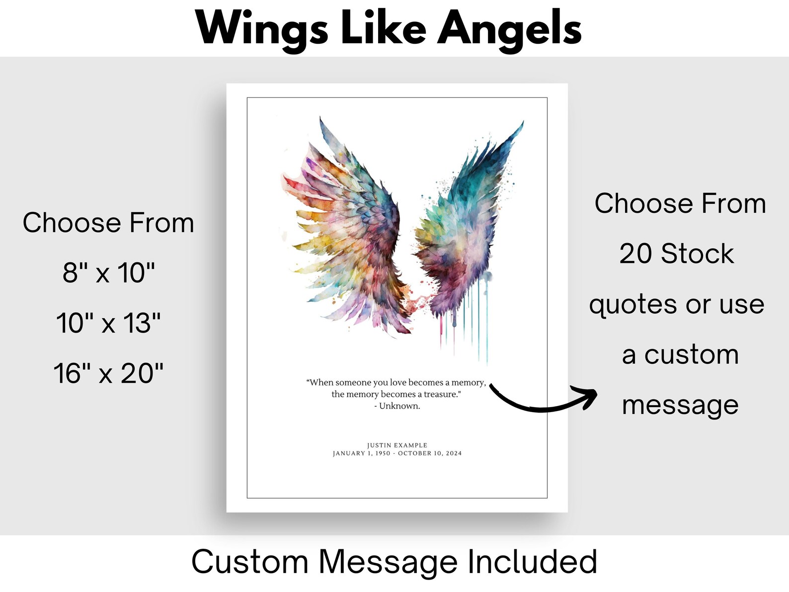 Wings Like Angels Memorial Wall Art – Printable Memorial Poster ...