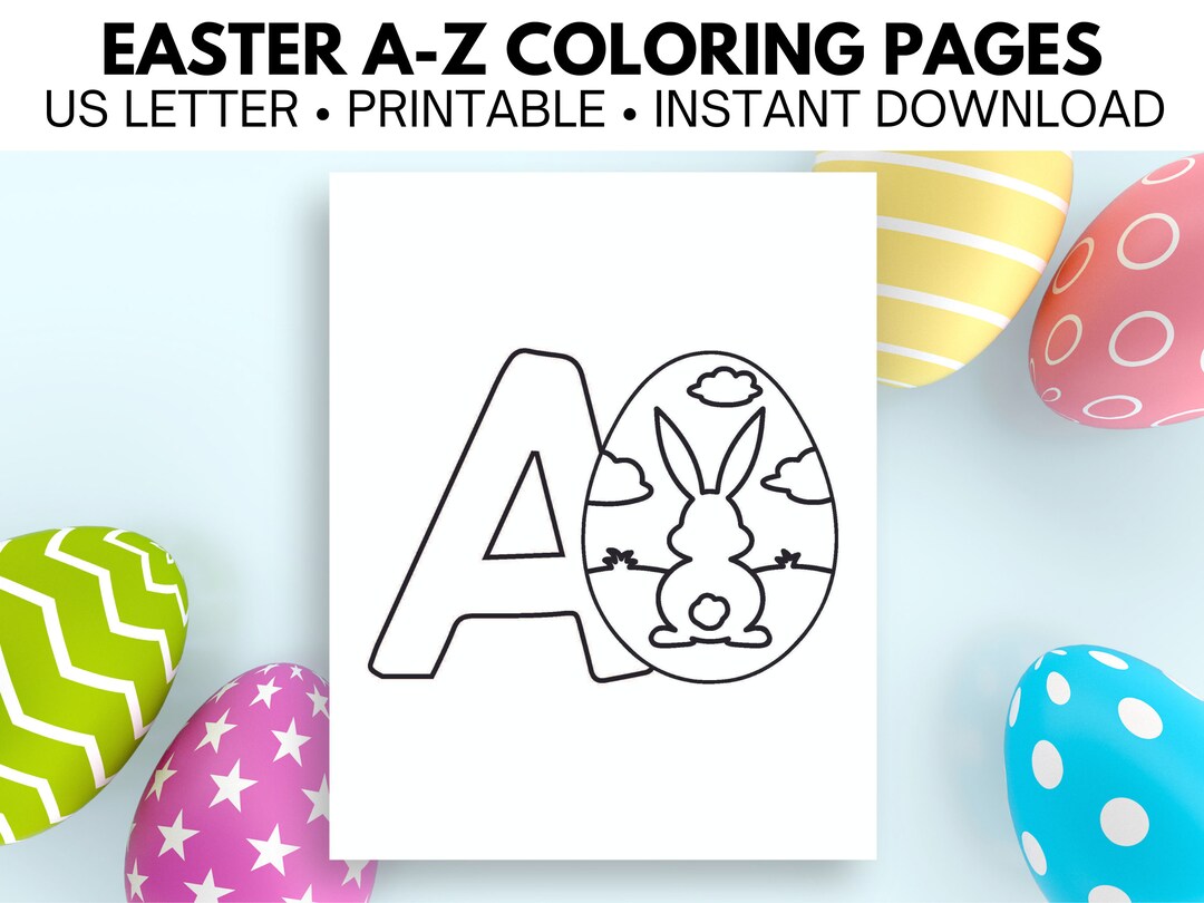 Easter Egg A-Z Coloring | 26 PAGES | Digital Download | Easter Egg ...