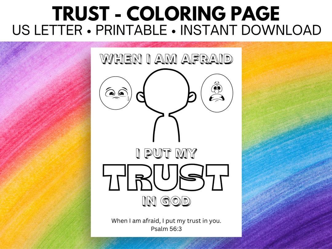 Kids Bible Verse Coloring Page – Psalm 56:3 – Trust in God – Printable ...