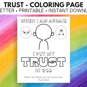 Kids Bible Verse Coloring Page – Psalm 56:3 – Trust in God – Printable ...