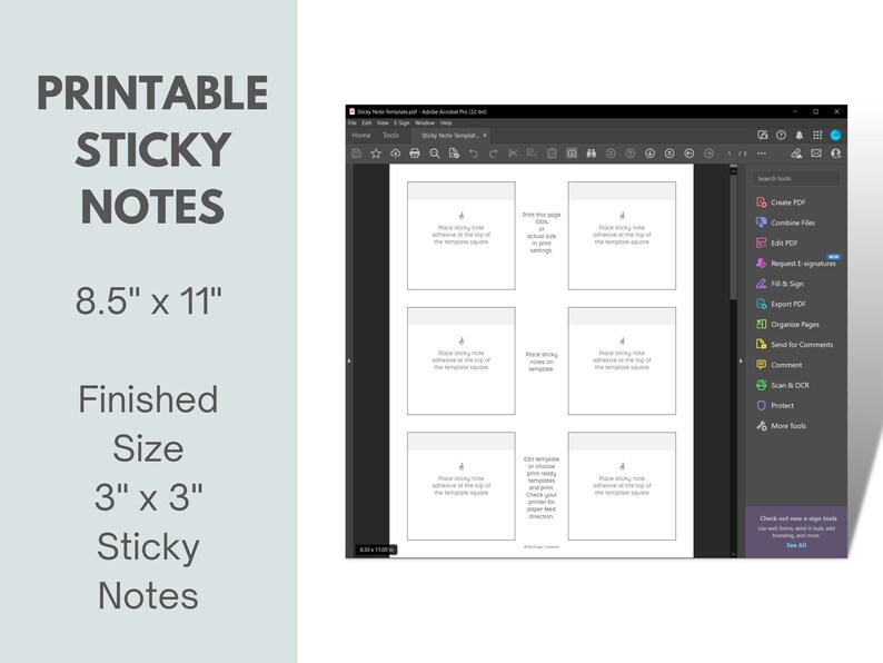 Printable Sticky Notes | Editable Notes | Planner Accessories - Etsy