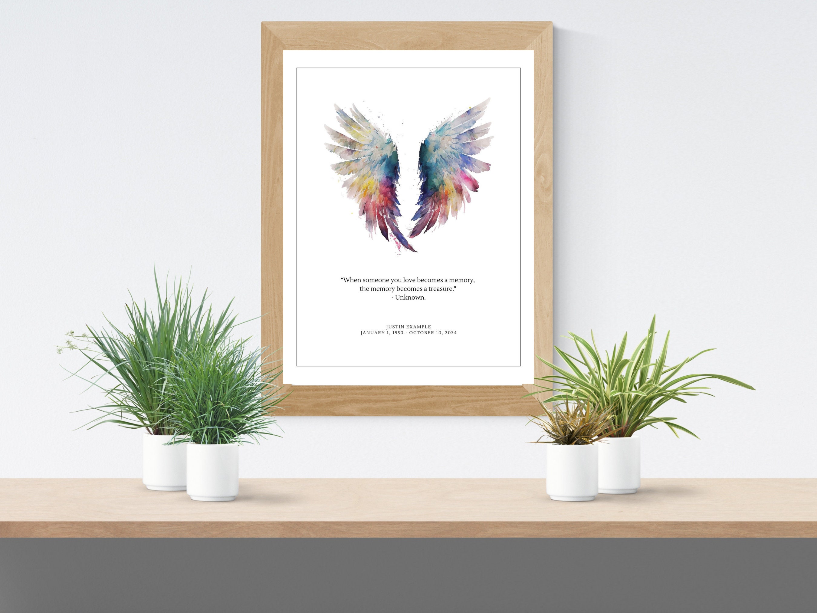 Wings Like Angels Memorial Wall Art – Printable Memorial Poster ...