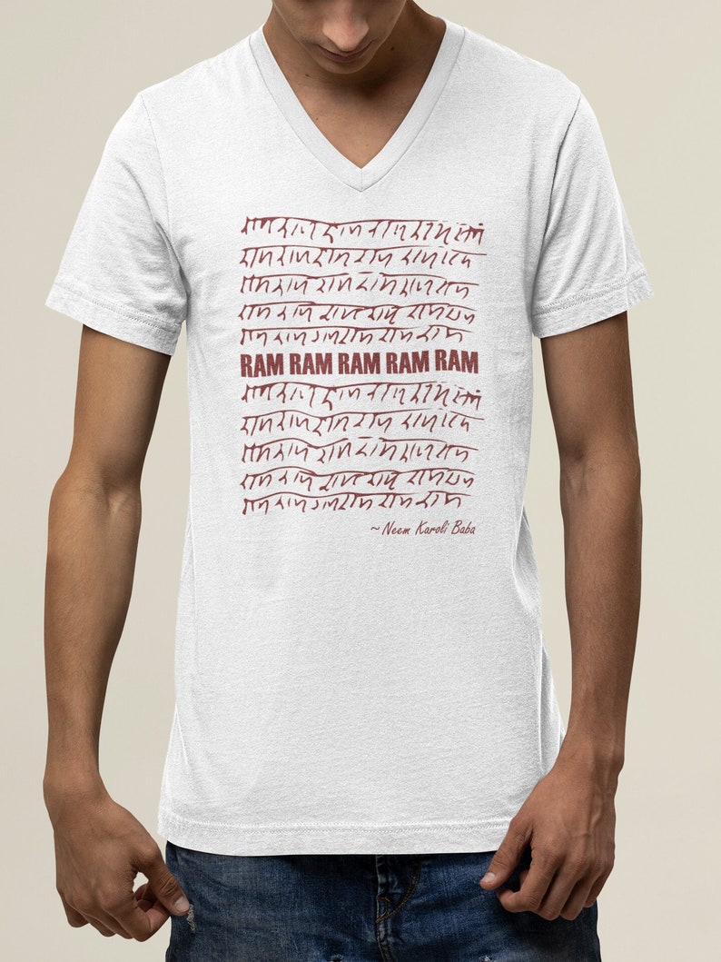 RAM RAM - Neem Karoli Baba - Unisex Jersey Short Sleeve V-neck Tee ...