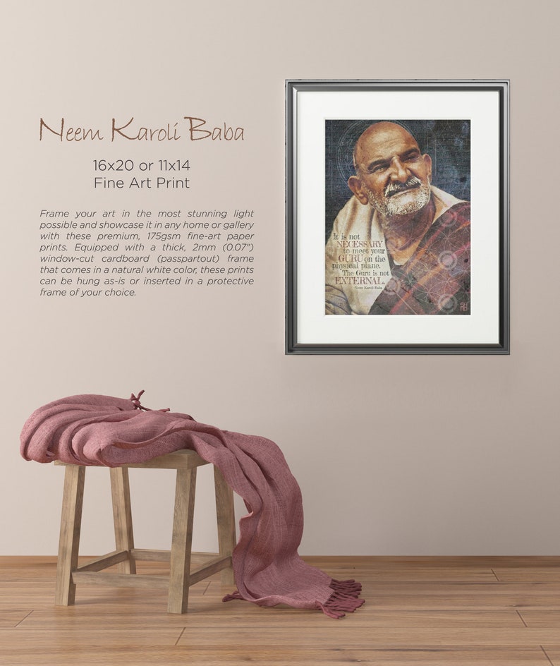 Neem Karoli Baba - Maharaj-ji - Fine Art Print (passepartout Paper ...