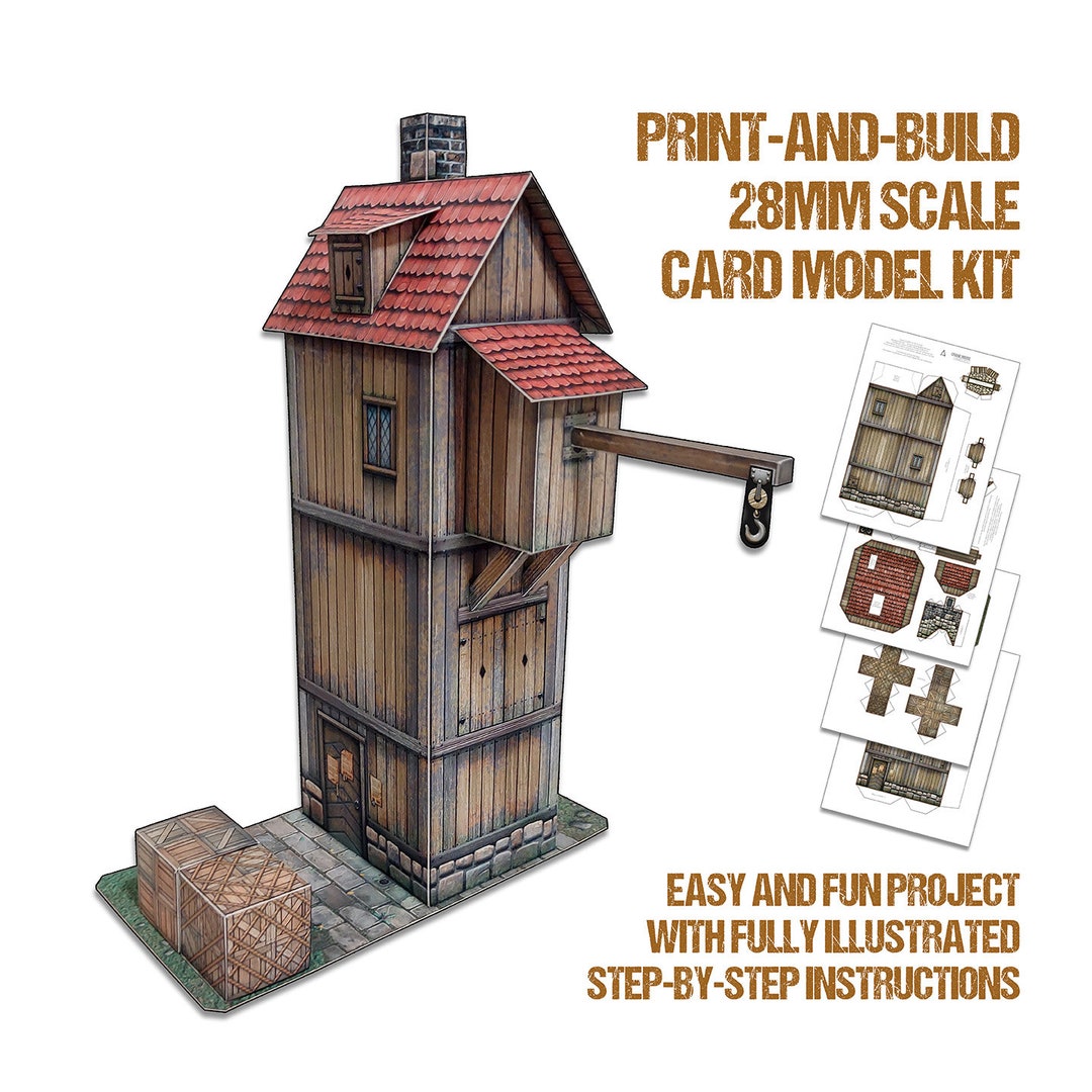 Crane House - 28mm Scale Card Model Kit [PDF and JPG Files Only] - Etsy