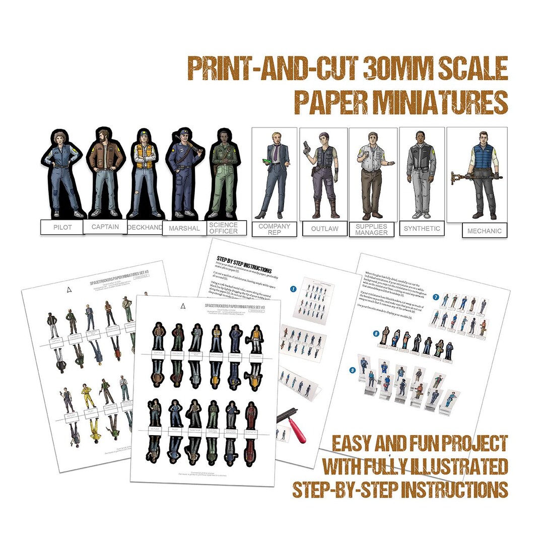 SPACETRUCKERS Set #3 - 30mm Scale Paper Miniatures [pdfs, Pngs and JPG ...