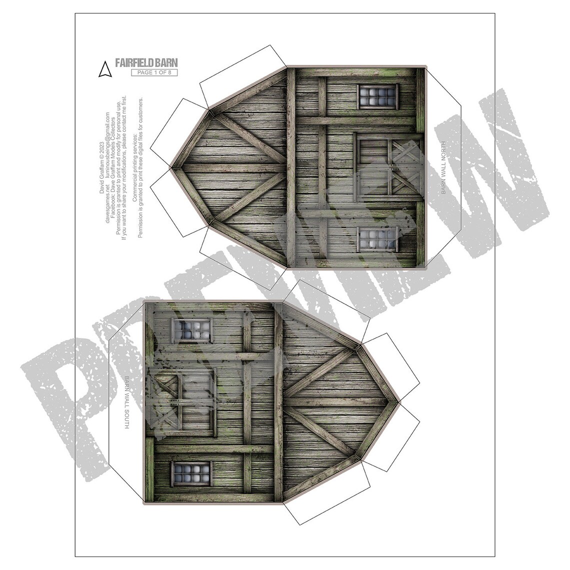 Fairfield Barn - 28mm Scale Card Model Kit [PDF Files Only] - Etsy