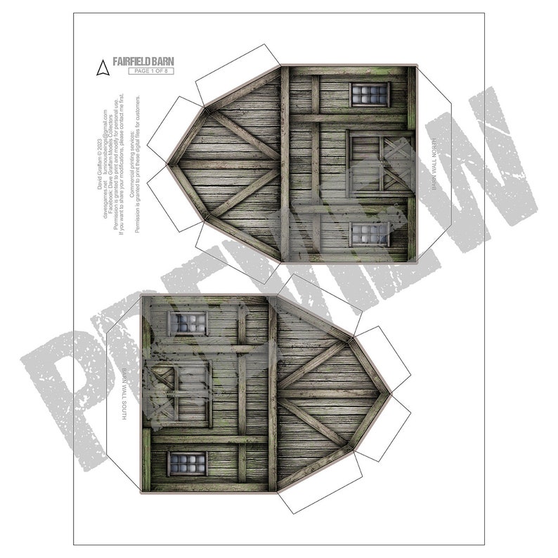 Fairfield Barn 28mm Scale Card Model Kit PDF Files Only - Etsy