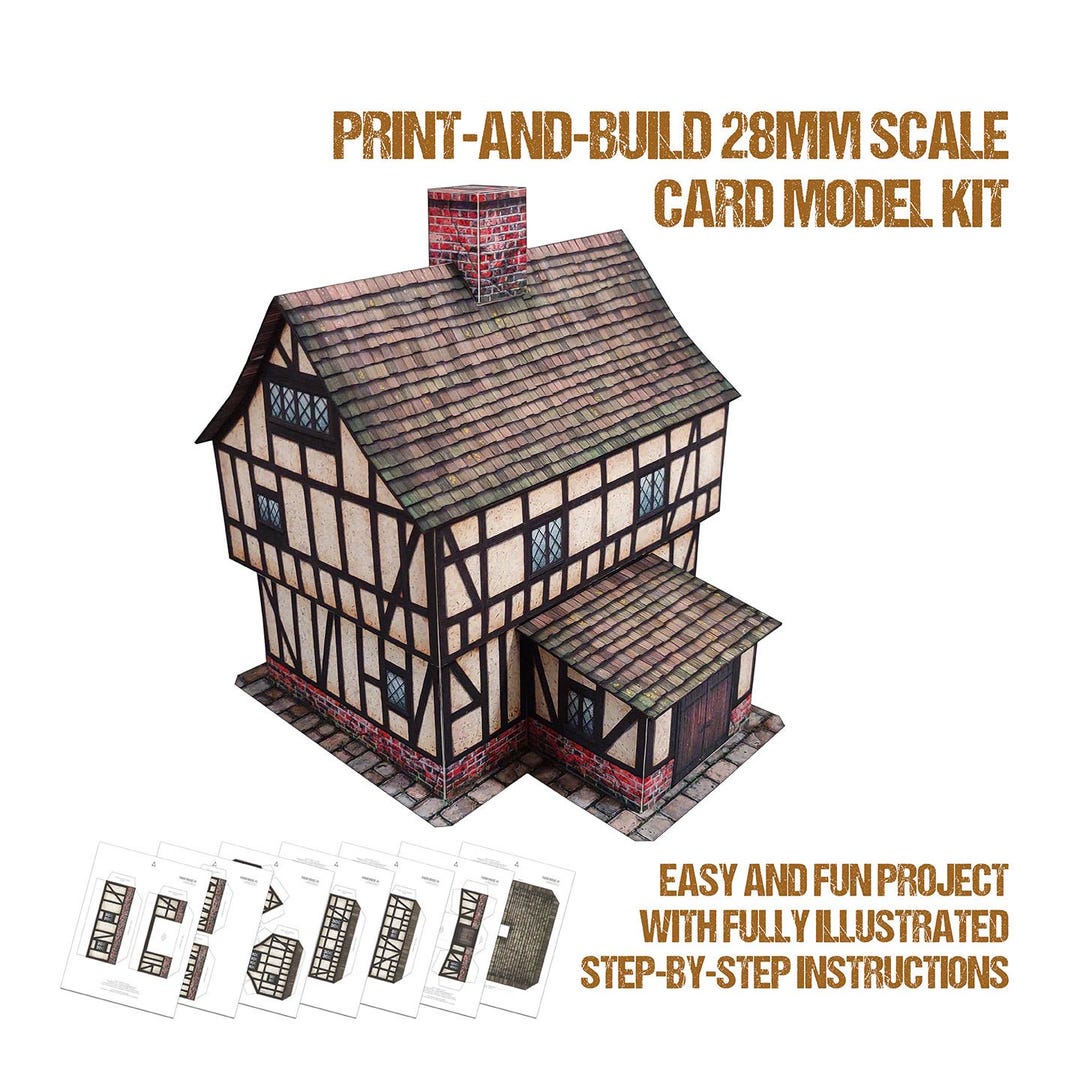 Tudor House #5 - 28mm Scale Card Model Kit [PDF Files Only] - Etsy