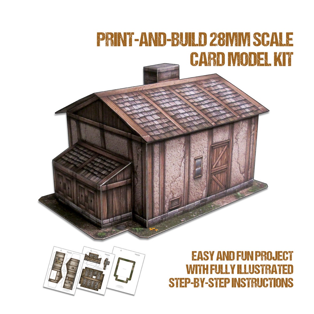 Hunter's Cabin - 28mm Scale Card Model Kit [PDF and JPG Files Only] - Etsy