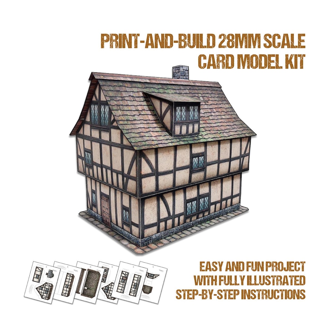 Tudor House #4 - 28mm Scale Card Model Kit [PDF Files Only] - Etsy UK