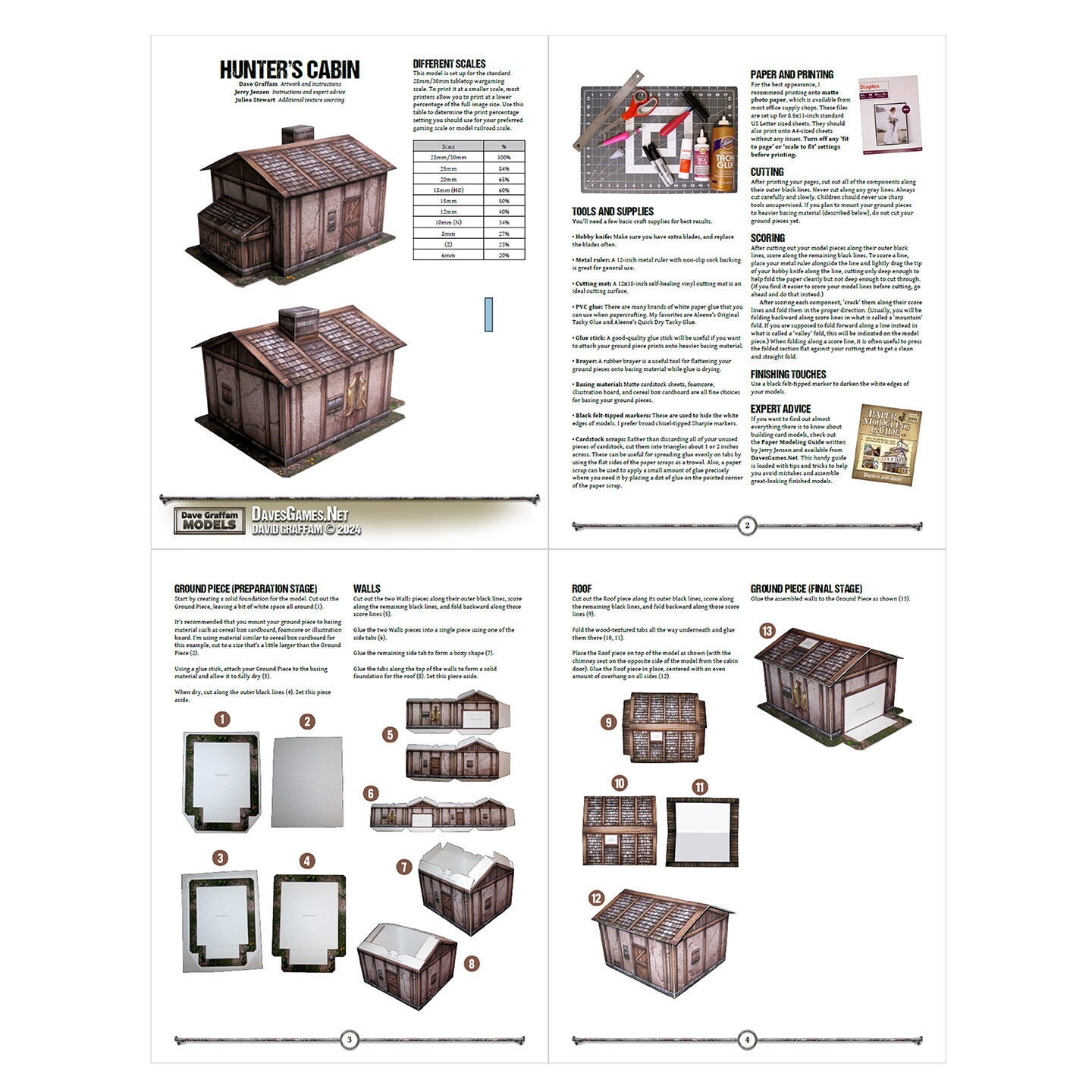 Hunter's Cabin - 28mm Scale Card Model Kit [PDF and JPG Files Only] - Etsy