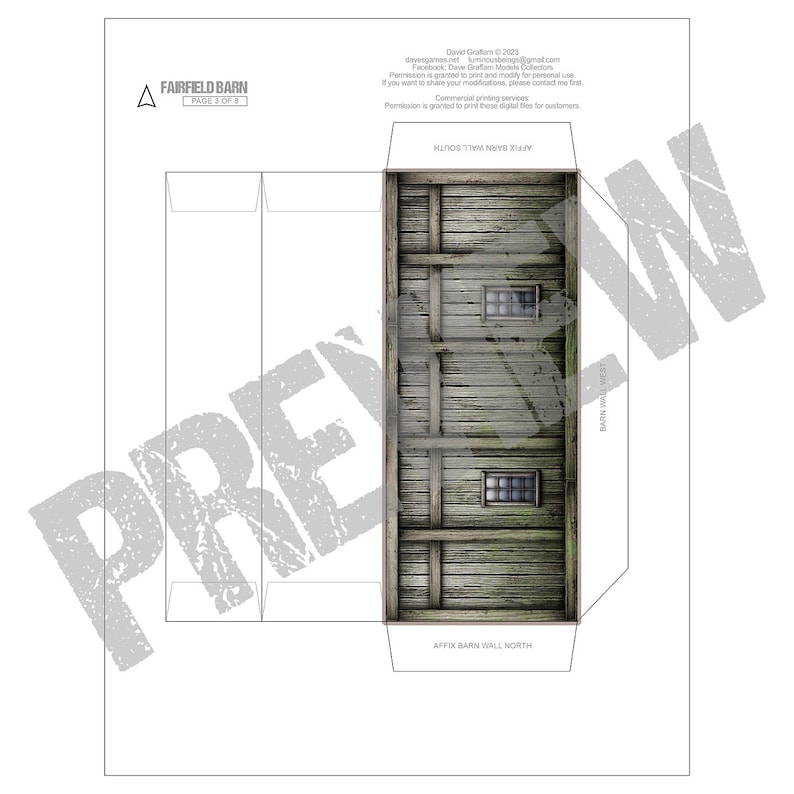 Fairfield Barn 28mm Scale Card Model Kit PDF Files Only - Etsy
