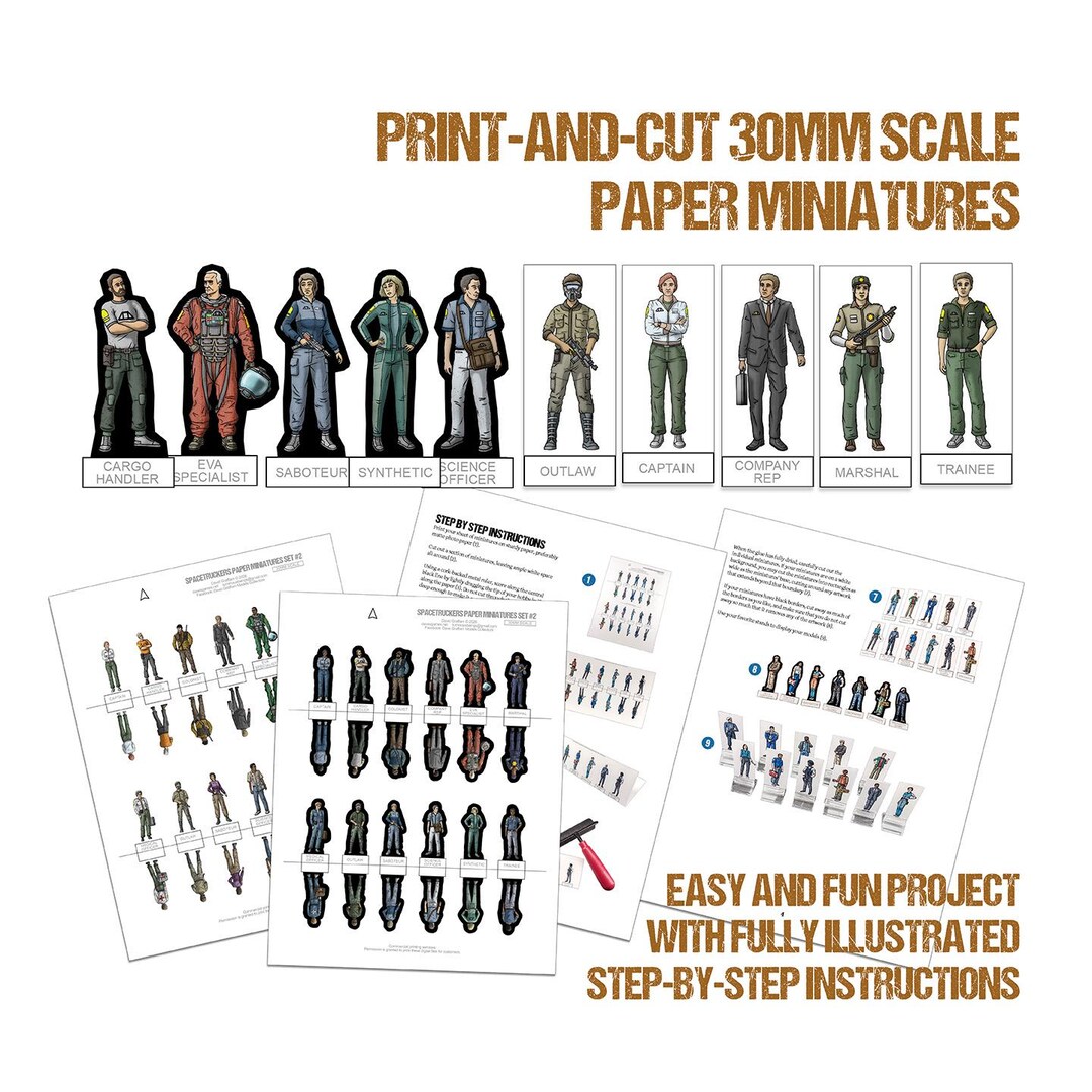 SPACETRUCKERS Set #2 - 30mm Scale Paper Miniatures [pdfs, PNG and JPG ...