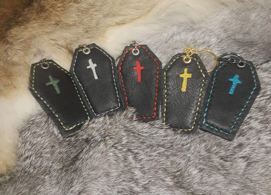 Coffin With Cross Keychain, Gothic, Keyring, Leather, Coffin Accessory ...