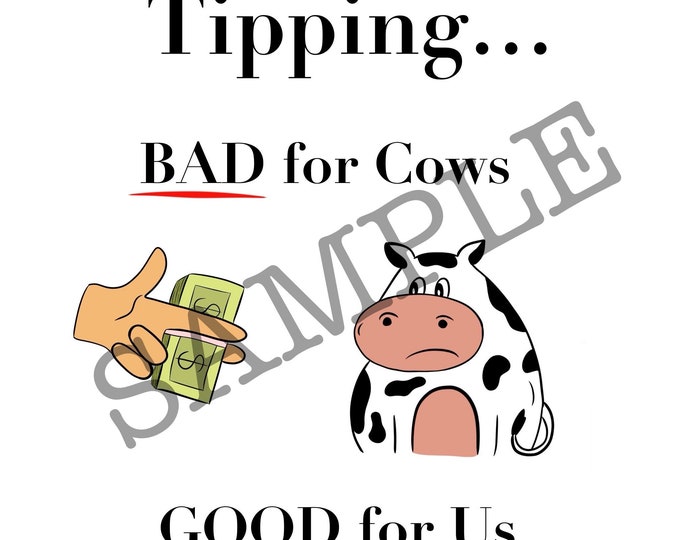 Cow Tipping Sign / Sign for Tip Jars - Etsy