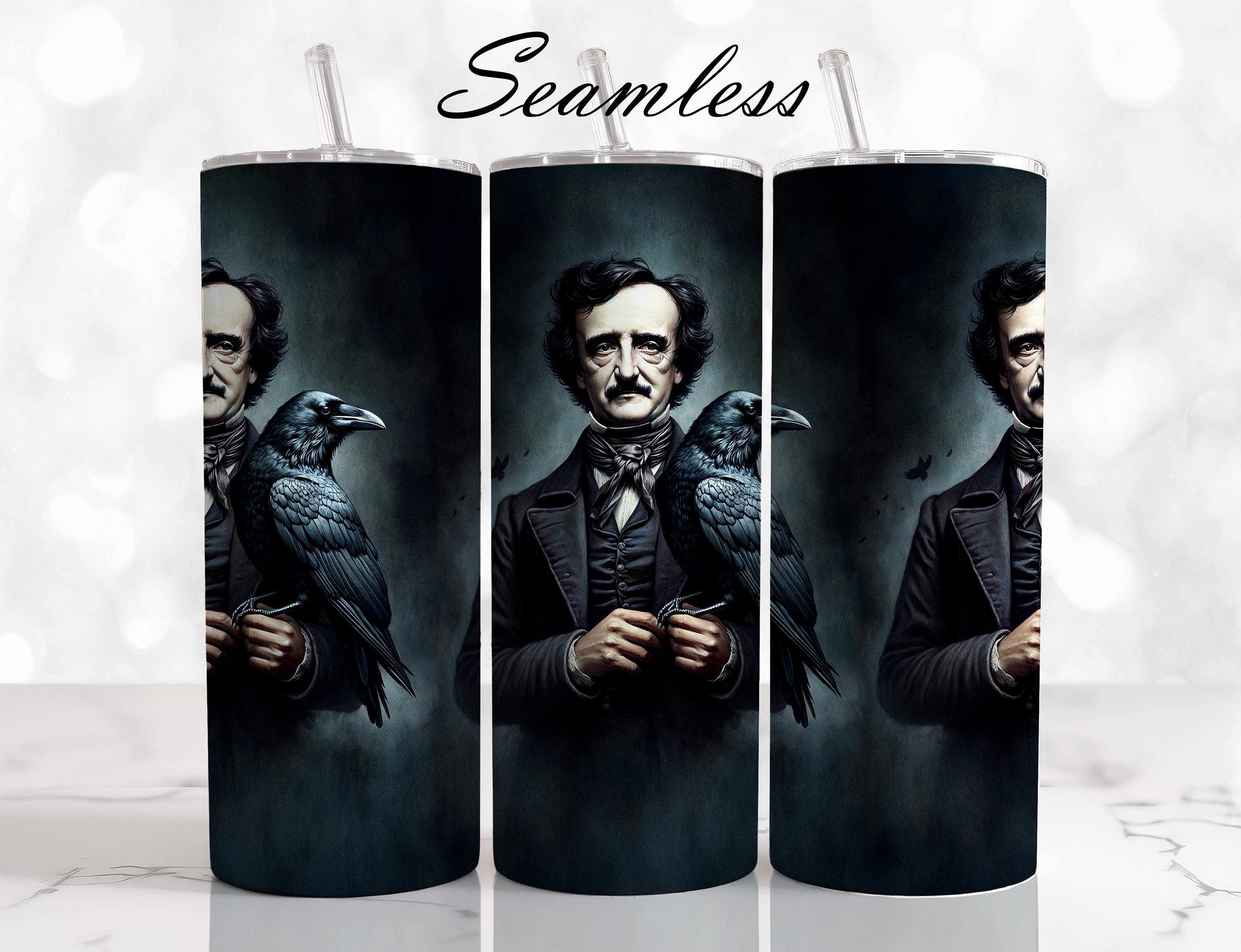 Edgar Allen Poe, Crows, Ravencore, Tumbler Wrap Pattern, 20oz Tumbler ...