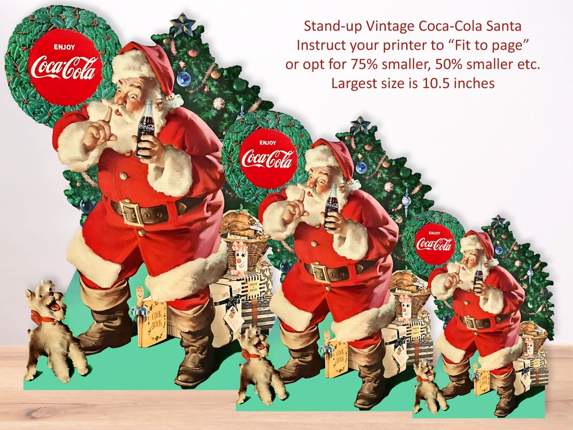 Printable Vintage Coca-cola Santa Die-cut (stand Included) Retro ...