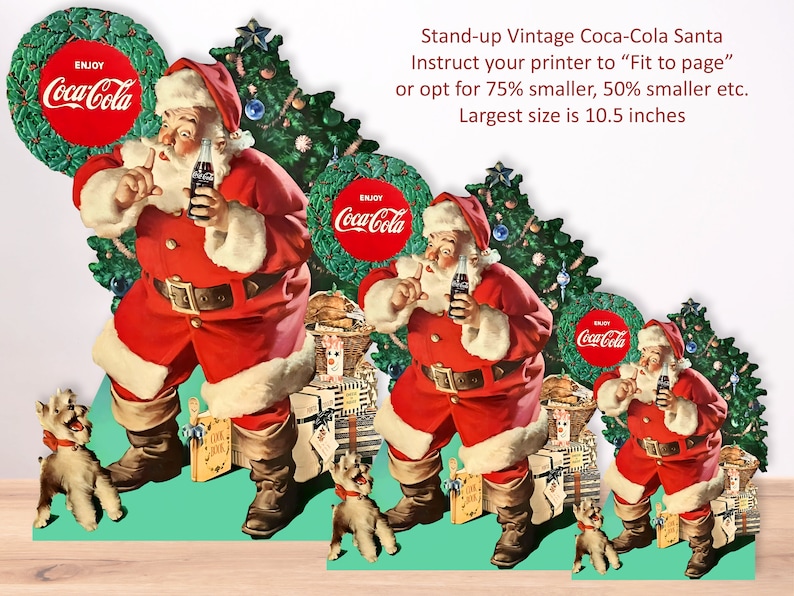 Printable Vintage Coca-cola Santa Die-cut (stand Included) Retro ...