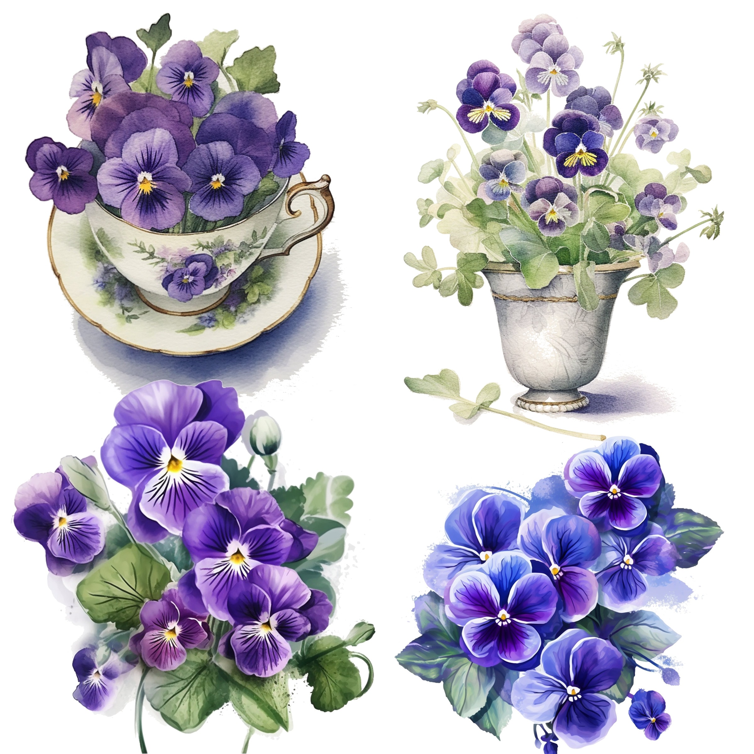 Watercolor Violets 2 18 Transparent PNG, Digital Download, Printable ...