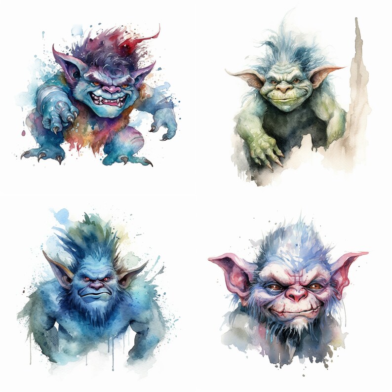 Norwegian TROLL Heads 24 Clipart Images, Digital Download, Printable ...