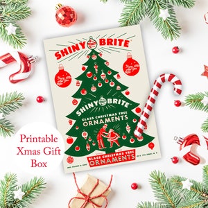 Vintage Digital Gift Box Shiny Brite Printable 5x7x1.25 Crafts, Retro ...