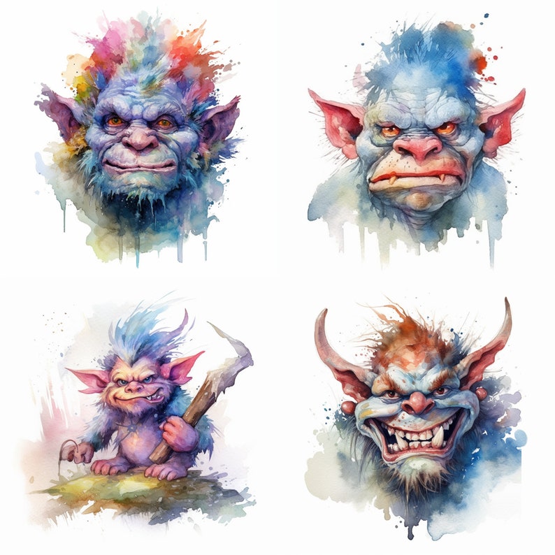 Norwegian TROLL Heads 24 Clipart Images, Digital Download, Printable ...