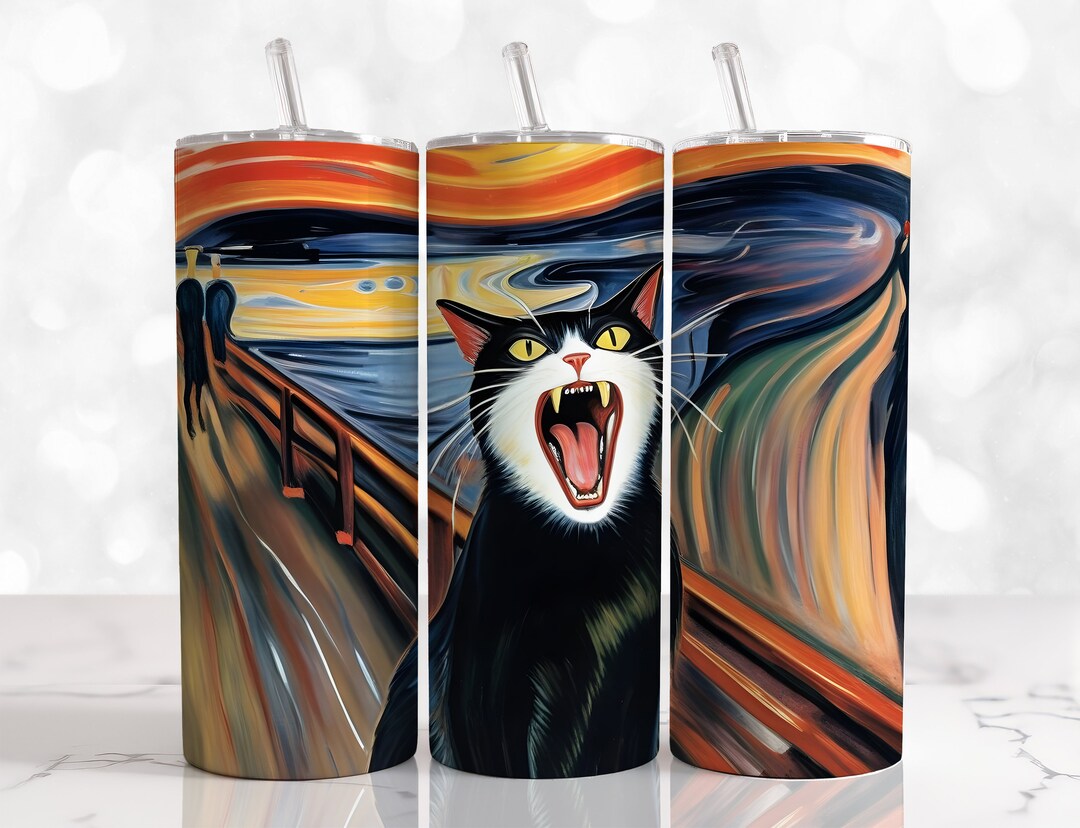The Scream by Edvard Munch, Cat Tumbler Wrap, 20oz Tumbler Wrap Designs ...