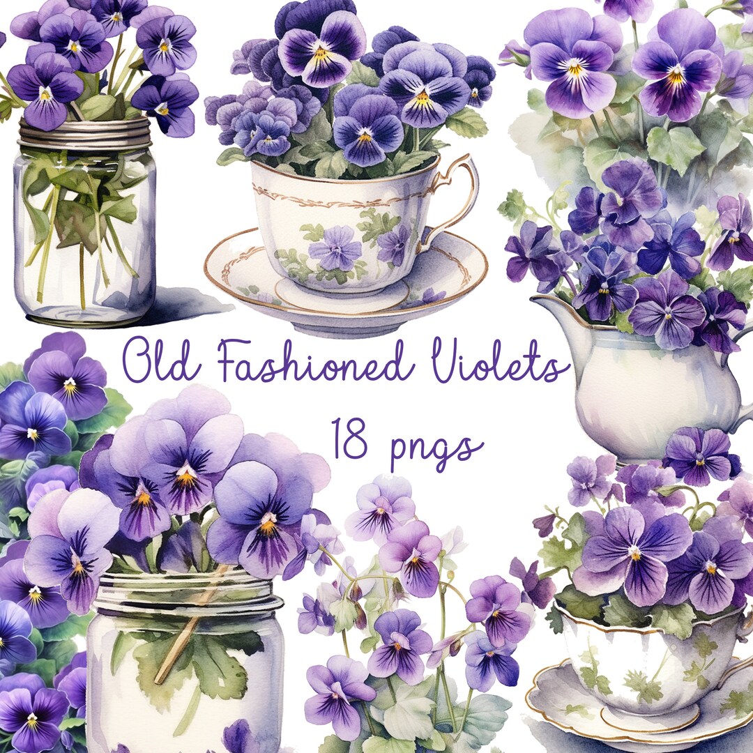 Watercolor Violets (1) 18 Transparent PNG, Digital Download, Printable ...