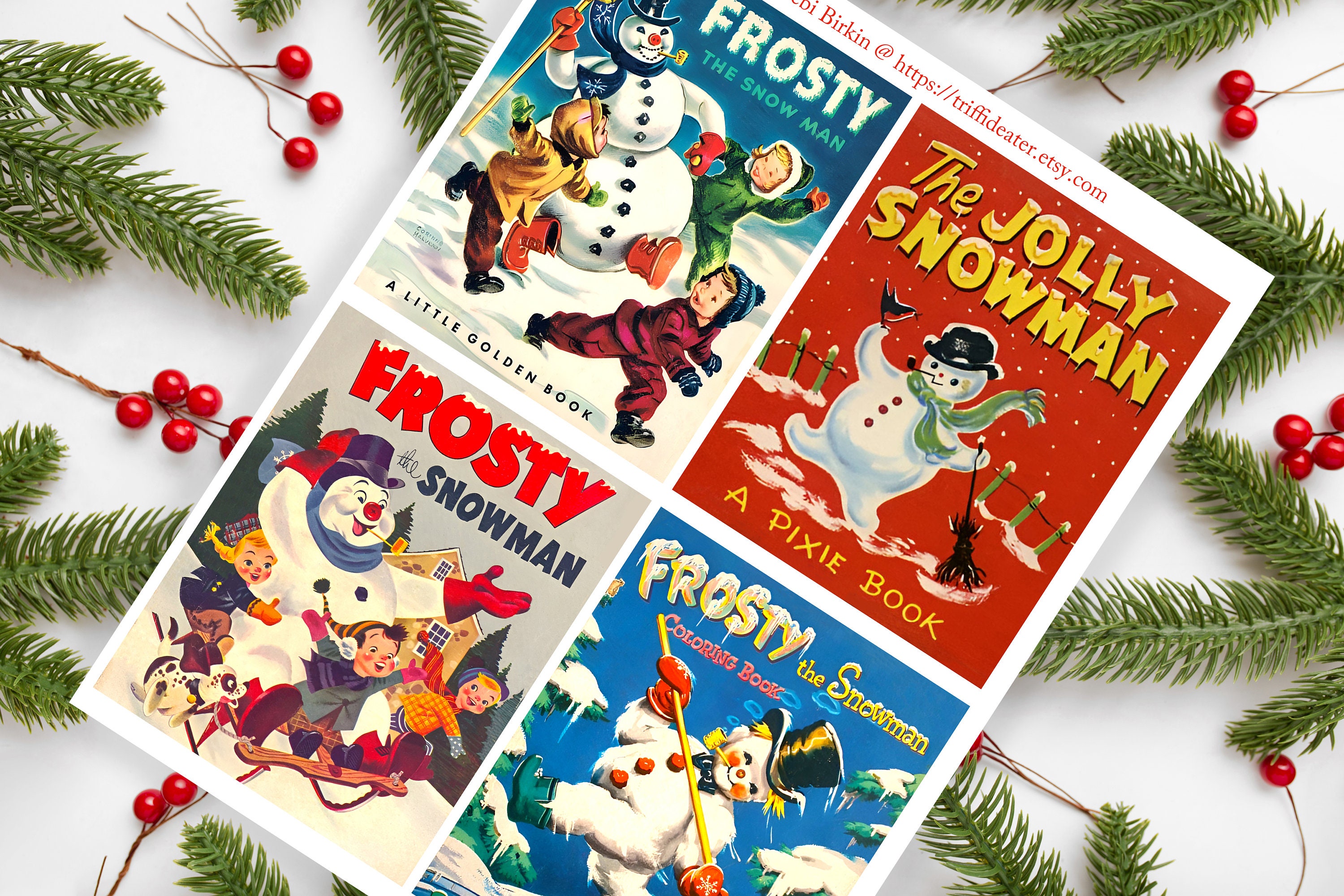12 Vintage Christmas Book Cover Images 4x5 Inch Download Santa Tree ...